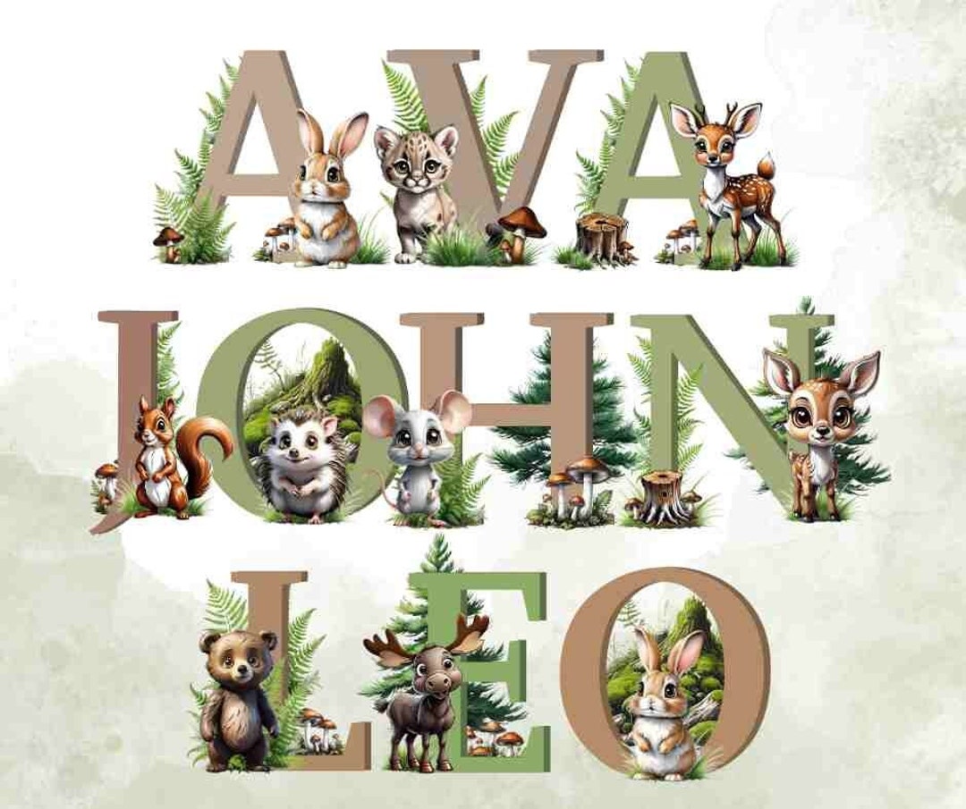 Woodland Alphabet, Forest Alphabet, Woodland Animals Clipart, Cute ...
