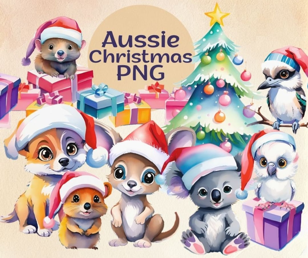 Australian Animals Christmas Clipart, Aussie Christmas, Australia ...