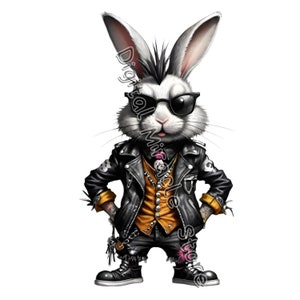 Punk Bunny, Gothic Bunny, Punk Rock Bunny, Punk Easter PNG, Emo Bunny ...