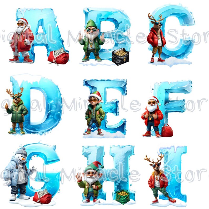 Christmas Alphabet, Ice Alphabet, Winter Alphabet, Christmas Font ...