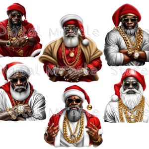 Black Santa PNG, Cool Santa PNG, African American Santa, Afro Santa ...