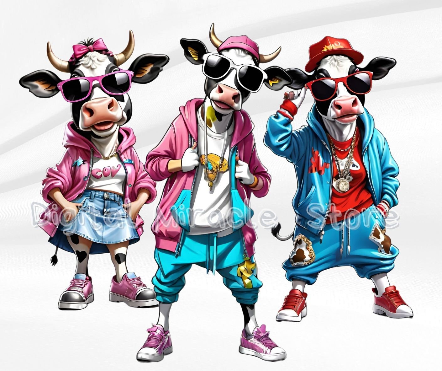 Cow in Dress, Funny Cow PNG, Cool Cow, Streetwear Cow, Hip Hop Cow ...