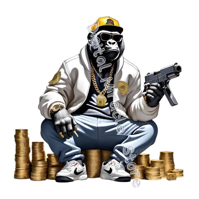 Gorilla With a Gun, Gorilaz PNG, Angry Gorilla, Gorilla Rapper, Gorilla ...