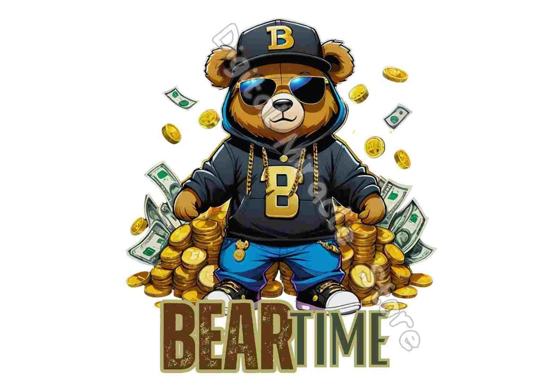 Bear Time PNG, Bitcoin PNG, Bitcoin Digital Art, Crypto Shirt, Bull Vs ...