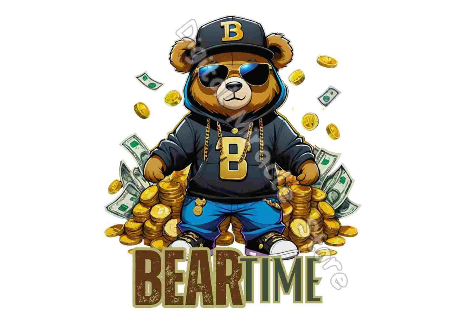 Bear Time PNG, Bitcoin PNG, Bitcoin Digital Art, Crypto Shirt, Bull Vs ...