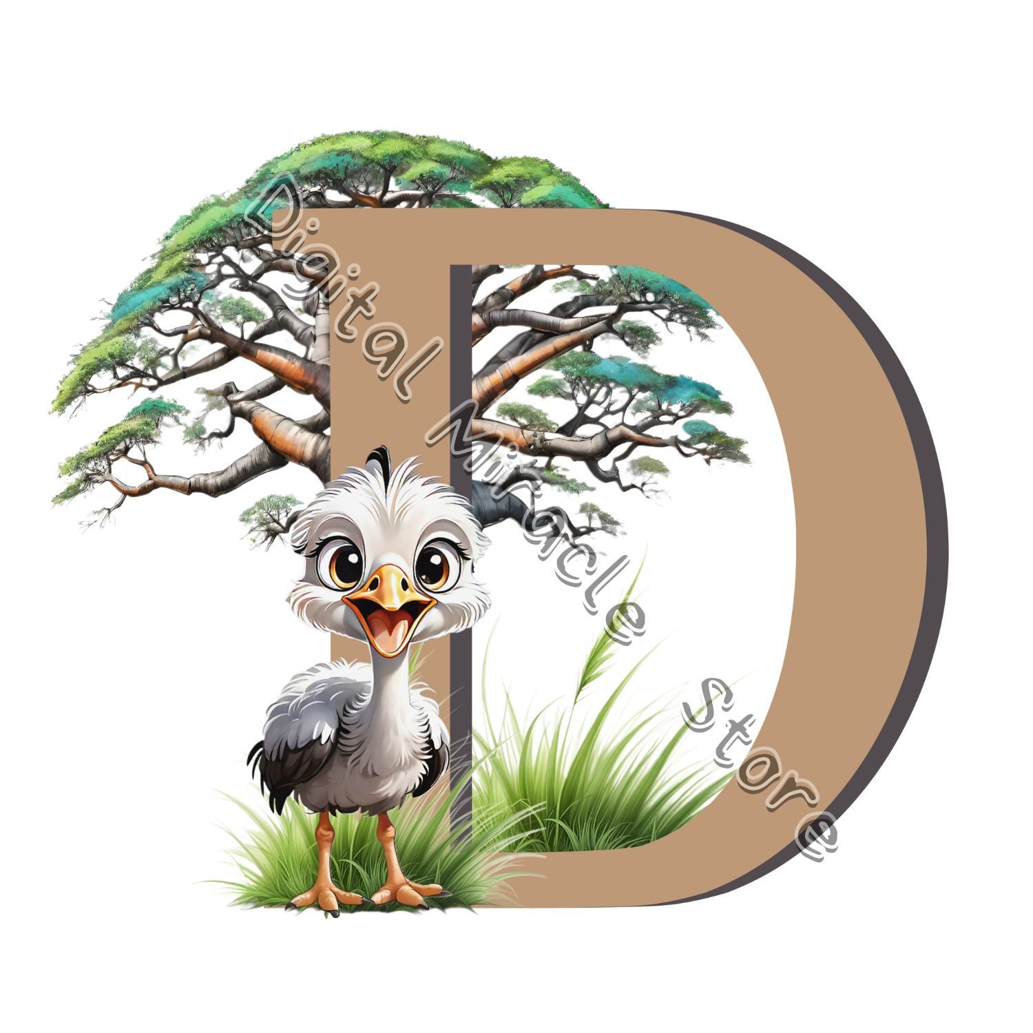 Letter D, Jungle Alphabet, Cute Safari Animals Clipart, Jungle Animal ...