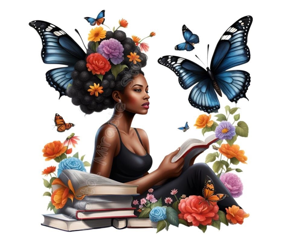 Black Woman Reading PNG, Reading Black Girl, Bookworm Black Girl ...