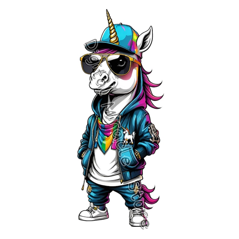 Cool Unicorn PNG, Unicorn With Glasses, Streetwear Unicorn, Graffiti ...