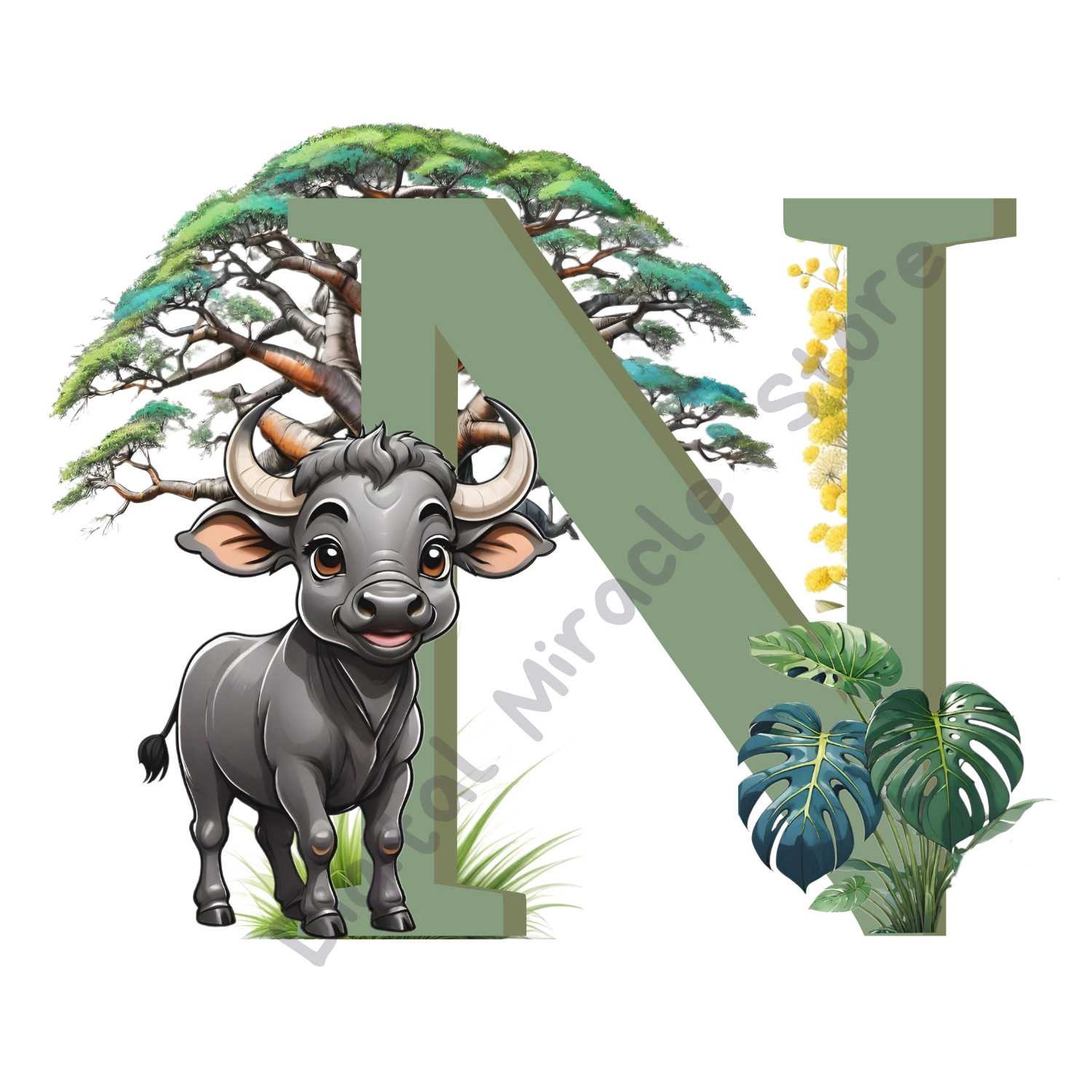 Jungle Alphabet, Cute Safari Animals Clipart, Jungle Animal Clipart ...