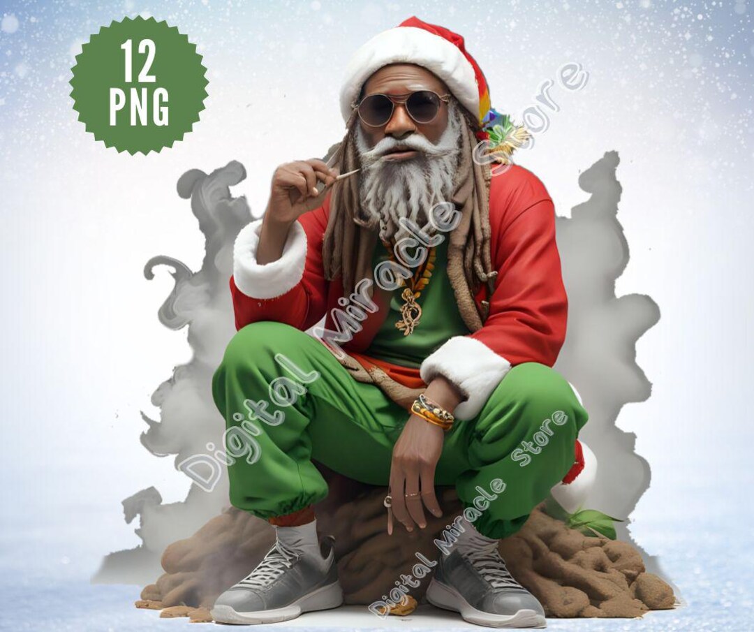 Rasta Man, Black Santa PNG, Cool Santa PNG, African American Santa ...