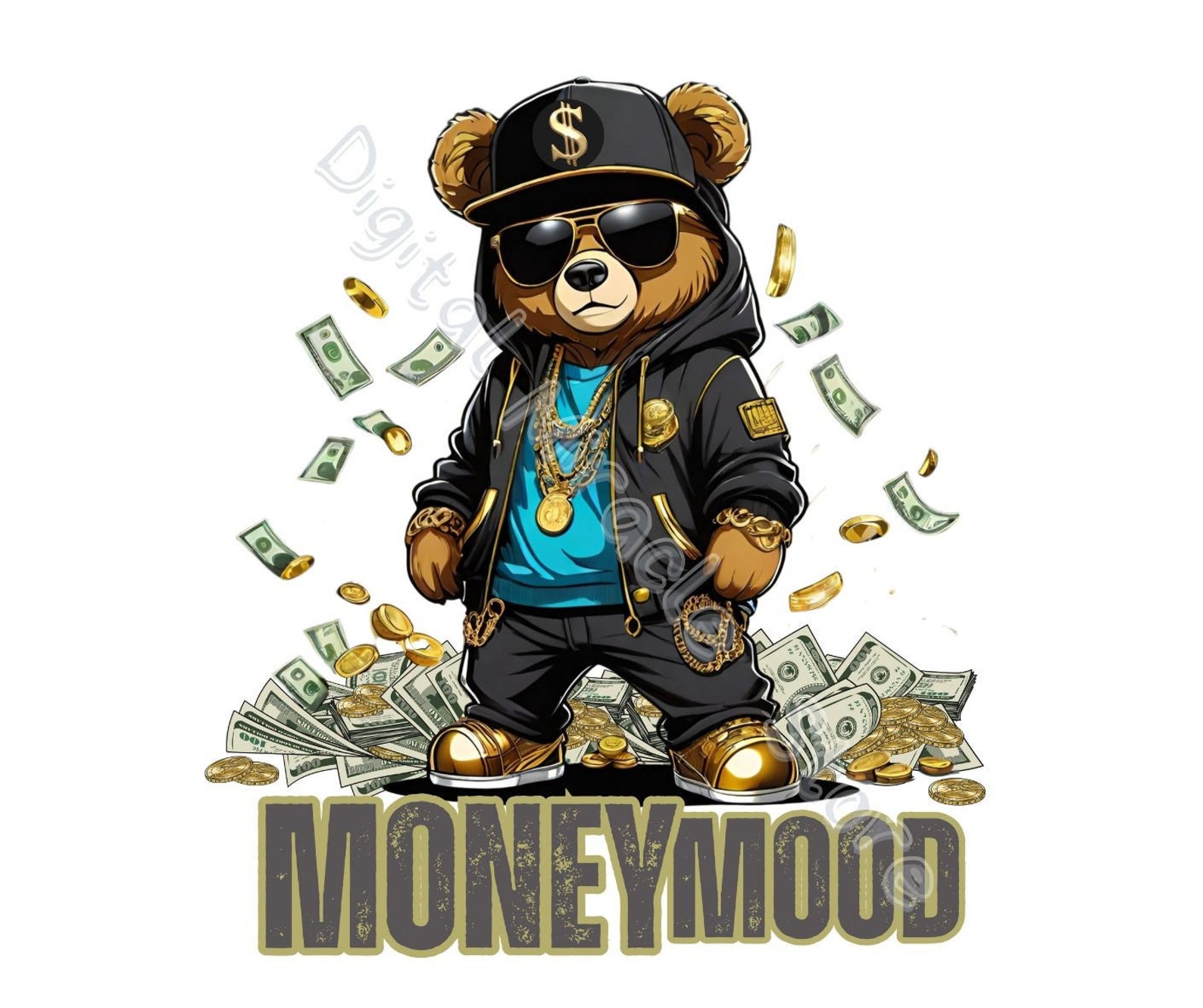 Gangster Teddy Bear PNG, Hip Hop Teddy Bear, Get Money Png, Teddy Bear ...