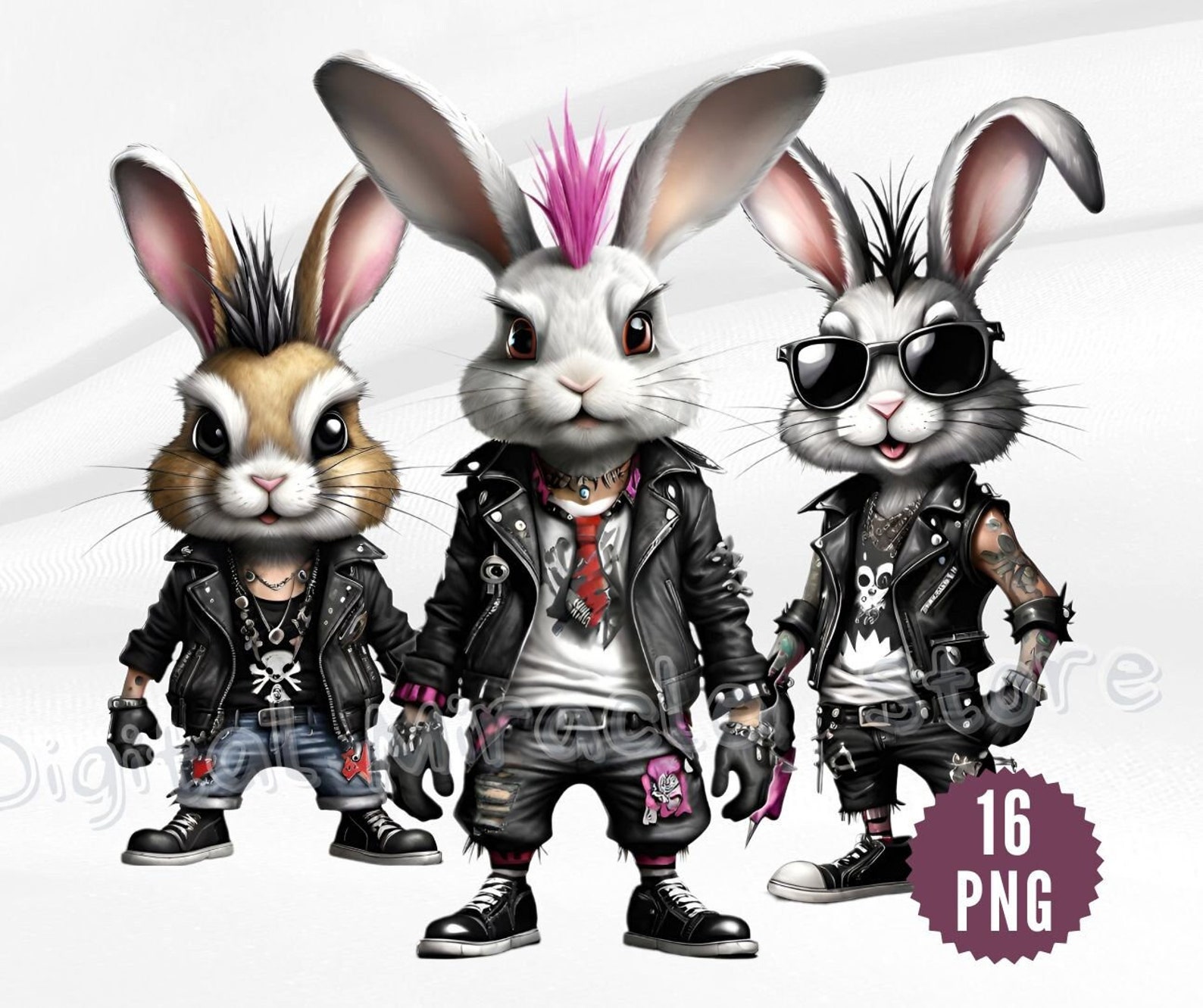 Punk Bunny, Gothic Bunny, Punk Rock Bunny, Punk Easter PNG, Emo Bunny, Gothic Easter Clipart ...
