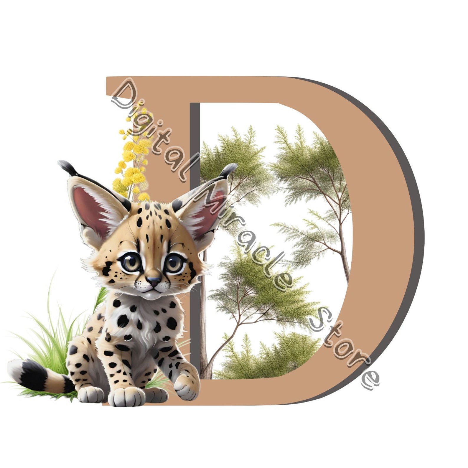 Letter D, Jungle Alphabet, Cute Safari Animals Clipart, Jungle Animal ...
