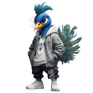Cool Peacock, Funny Peacock PNG, Hip Hop Peacock Sublimation, Urban ...