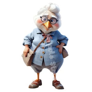 Grandma Chicken, Funny Chickens Clipart, Old Age Hen, Chicken With ...