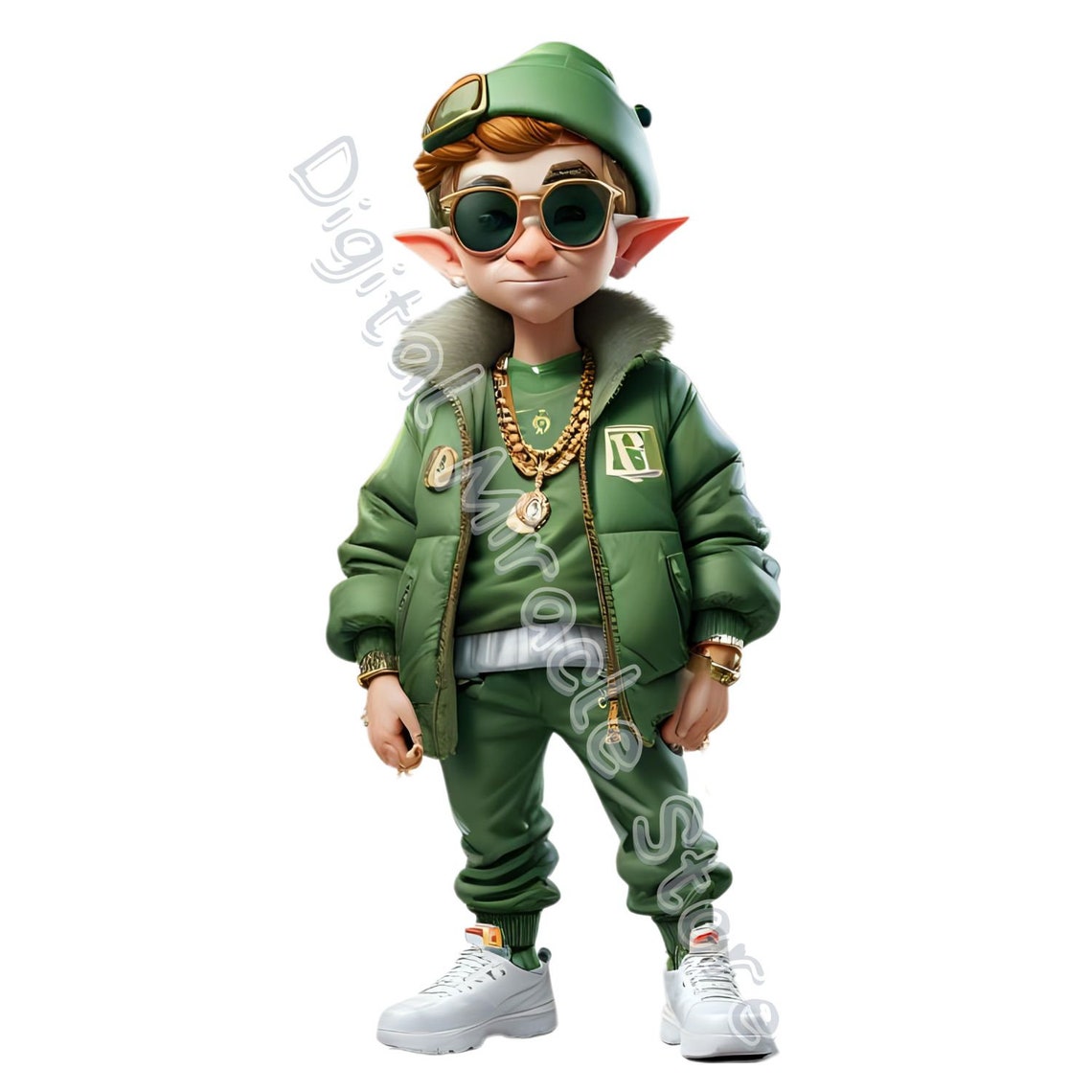 Cool Elf Clipart, Hip Hop Elves, Elf in Sunglasses, Funny Elf, Festive ...
