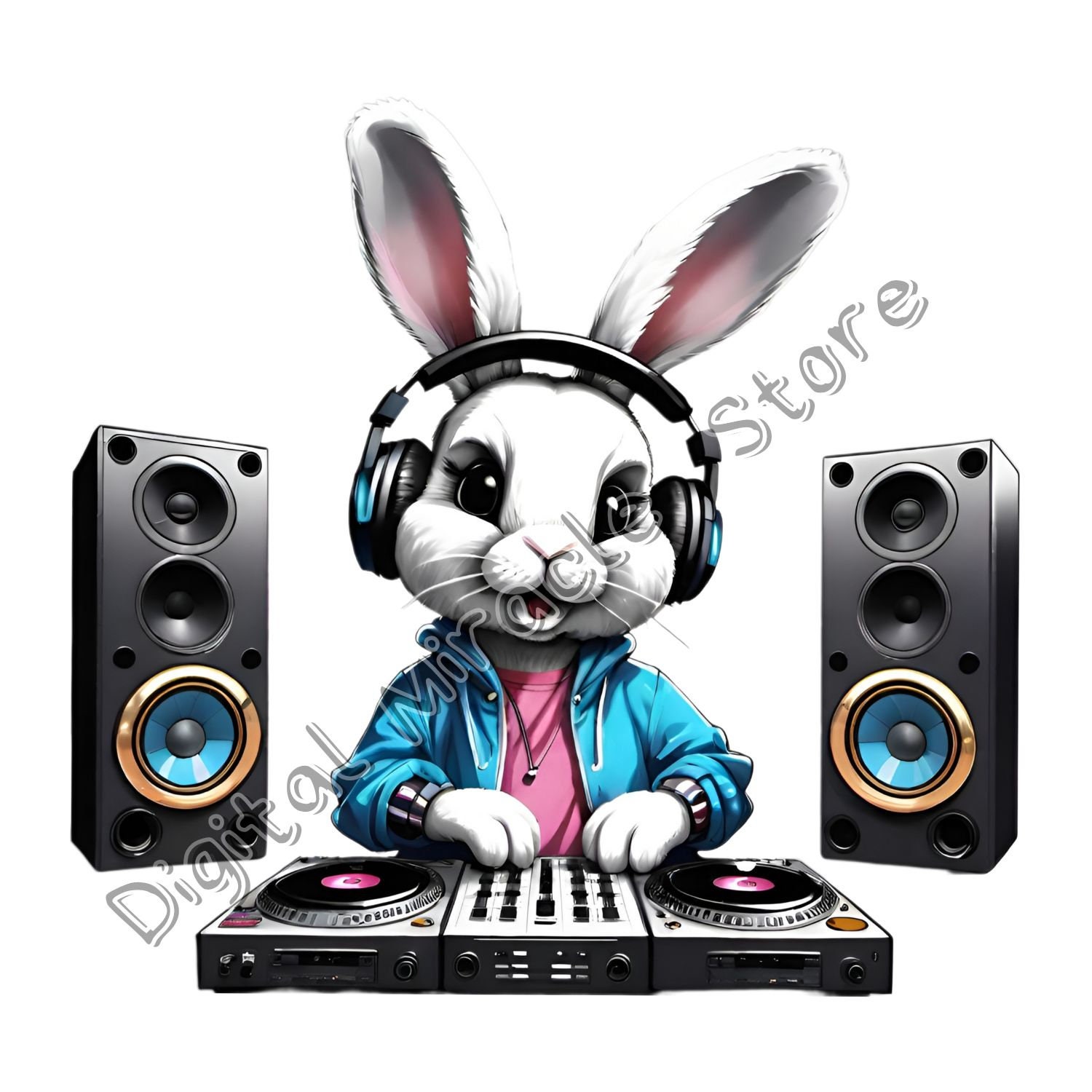 Bunny Music Clipart, Bunny DJ, Bunny With Headphones, Cool Bunny ...