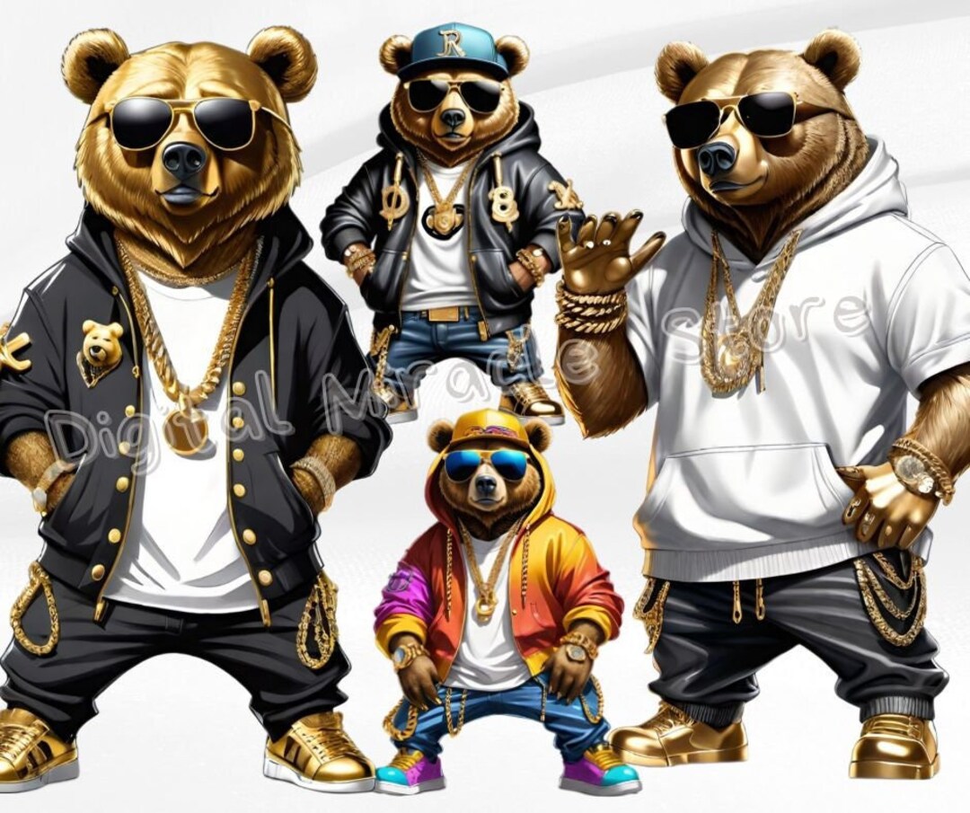 Hip Hop Bear PNG, Bear Sublimation, Gangster Bear, Cool Bear, Money ...