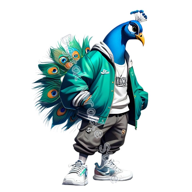 Cool Peacock, Funny Peacock PNG, Hip Hop Peacock Sublimation, Urban ...