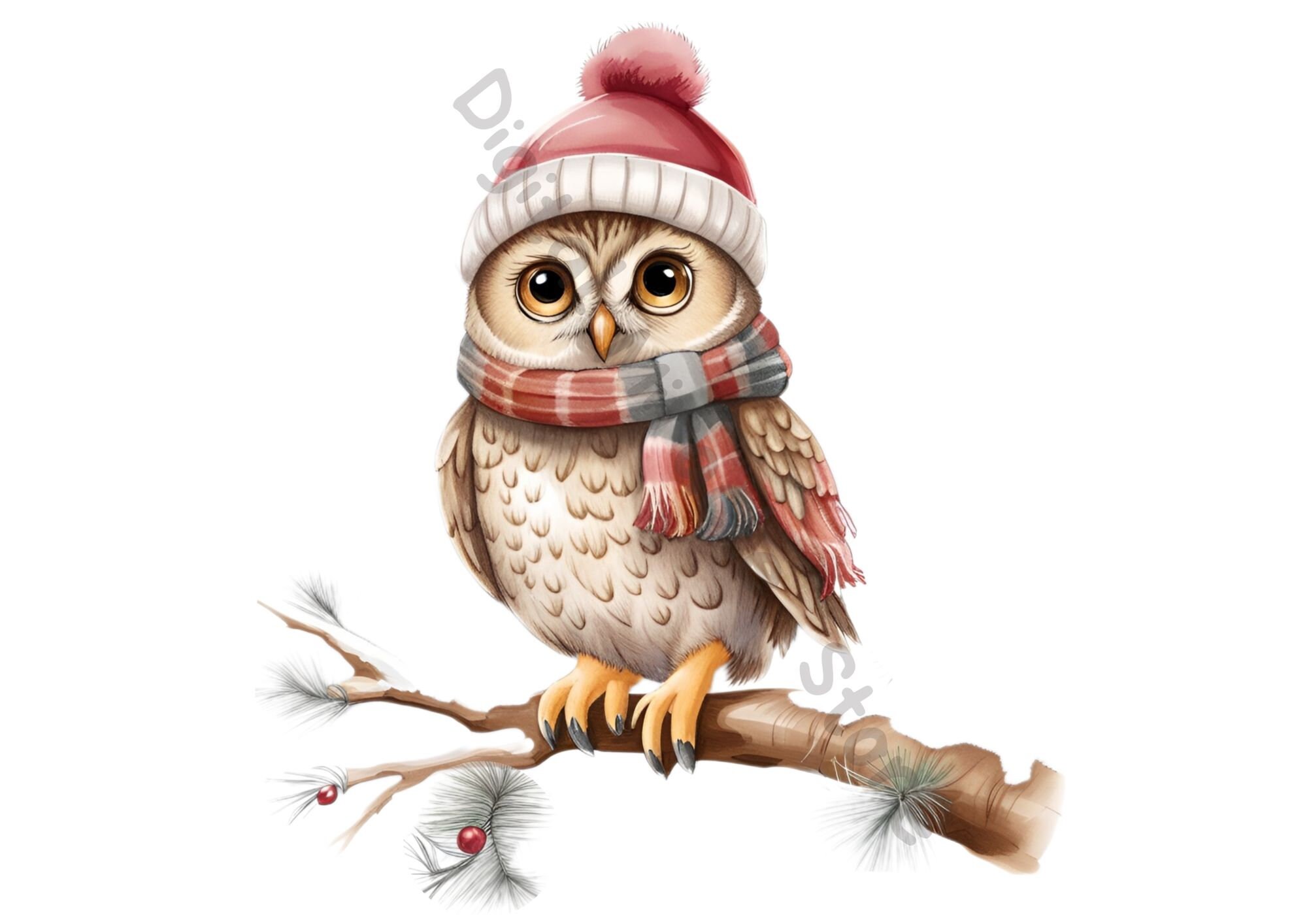 Christmas Owl PNG, Cute Xmas Owl PNG, Winter Owl Clipart, Owl in Hat ...
