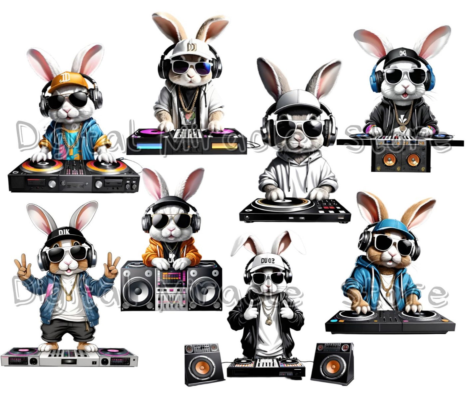 Bunny Music Clipart, Bunny DJ, Bunny With Headphones, Cool Bunny ...