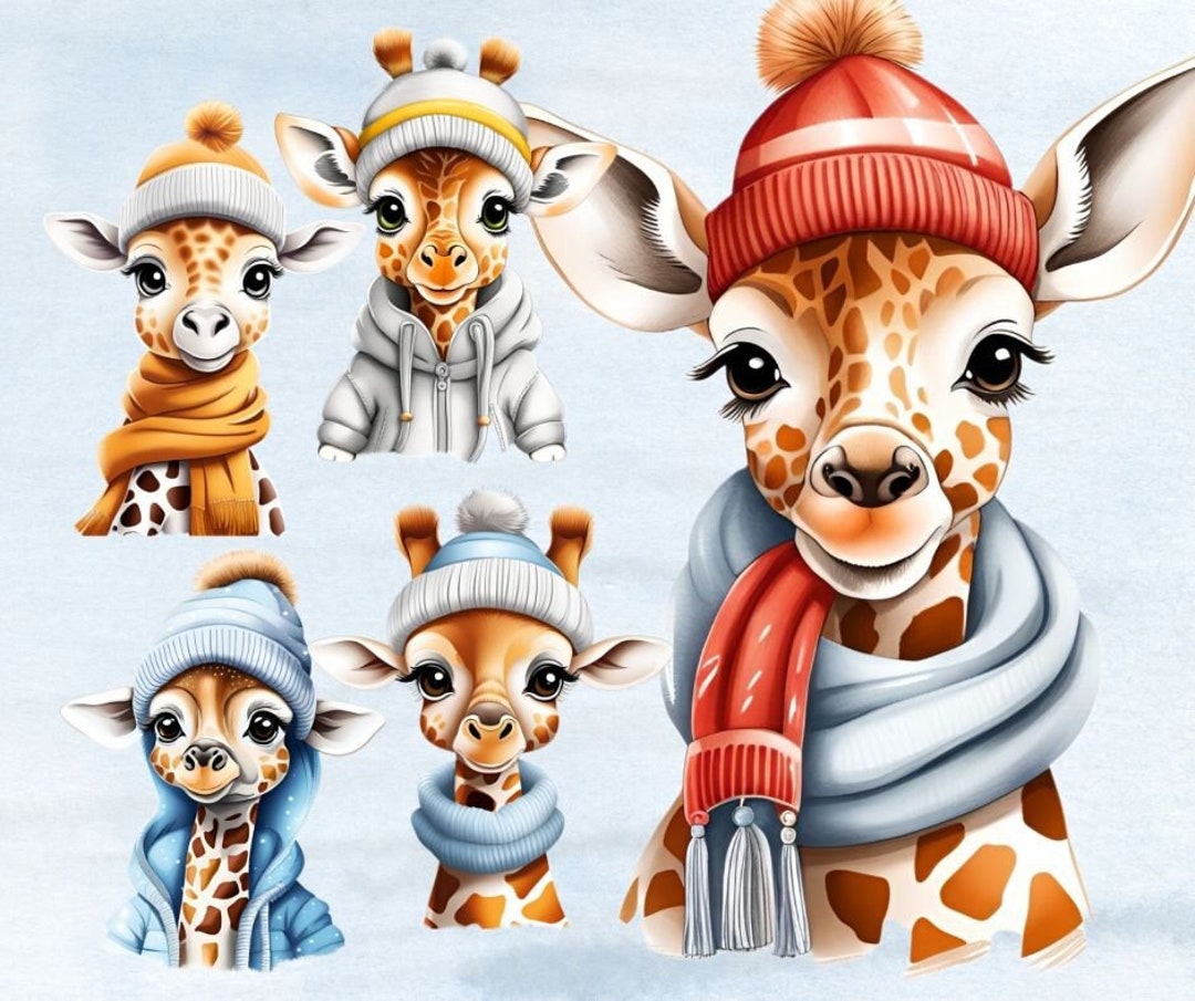 Christmas Giraffe Clipart Bundle Watercolor Giraffe Clipart - Etsy