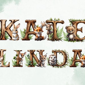 Woodland Alphabet, Forest Alphabet, Woodland Animals Clipart, Cute ...