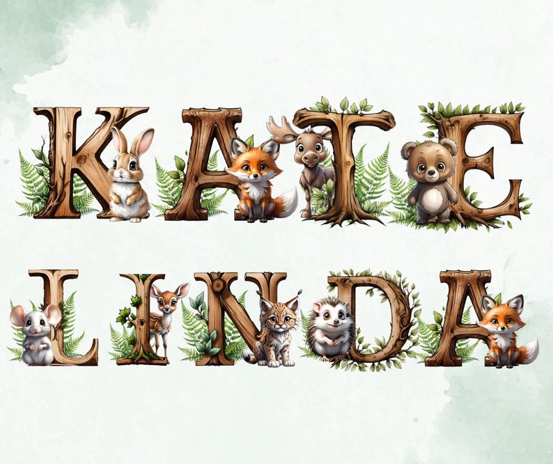 Woodland Alphabet, Forest Alphabet, Woodland Animals Clipart, Cute ...