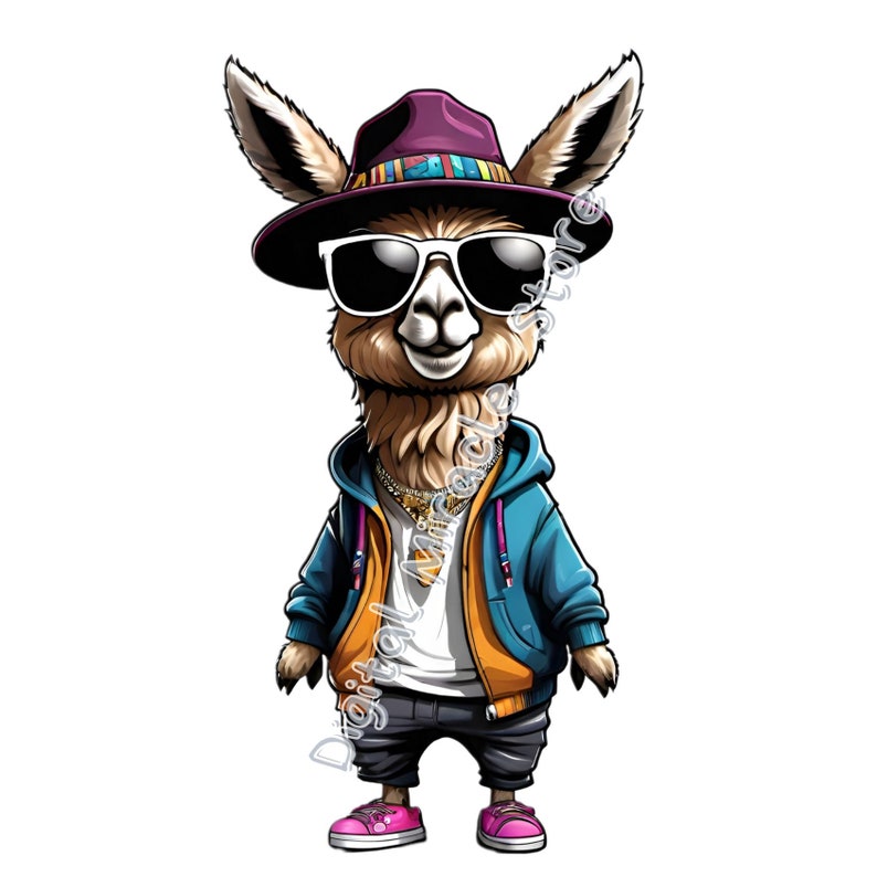 Hip Hop Llama, Llama PNG, Llama Glasses, Cool Llama, Alpaca Clipart ...