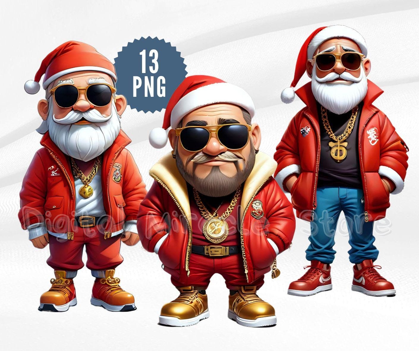 Hip Hop Santa, Cool Santa PNG, Santa With Sunglasses, Gangster Santa ...