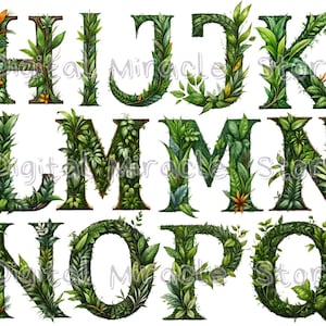 Jungle Alphabet, Tropical Leaves Alphabet, Moss Letters, Greenery ...