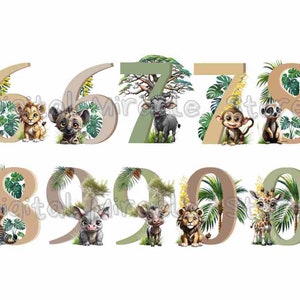 Safari Numbers PNG, Jungle Clipart, Safari Animals, Numbers Clipart ...