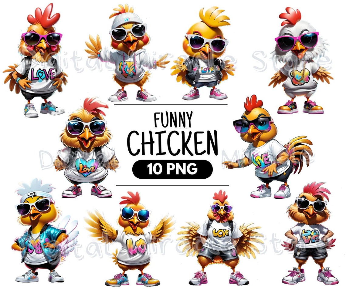 Funny Chickens Clipart, Chicken Clipart, Crazy Chicken, Chickens in ...