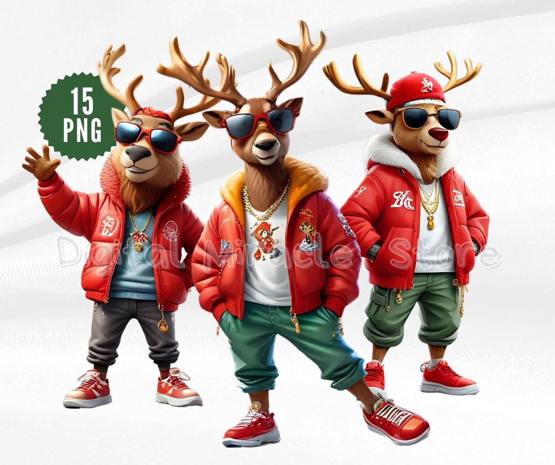 Cool Deer PNG, Hip Hop Reindeer, Funny Christmas Reindeer, Cool ...