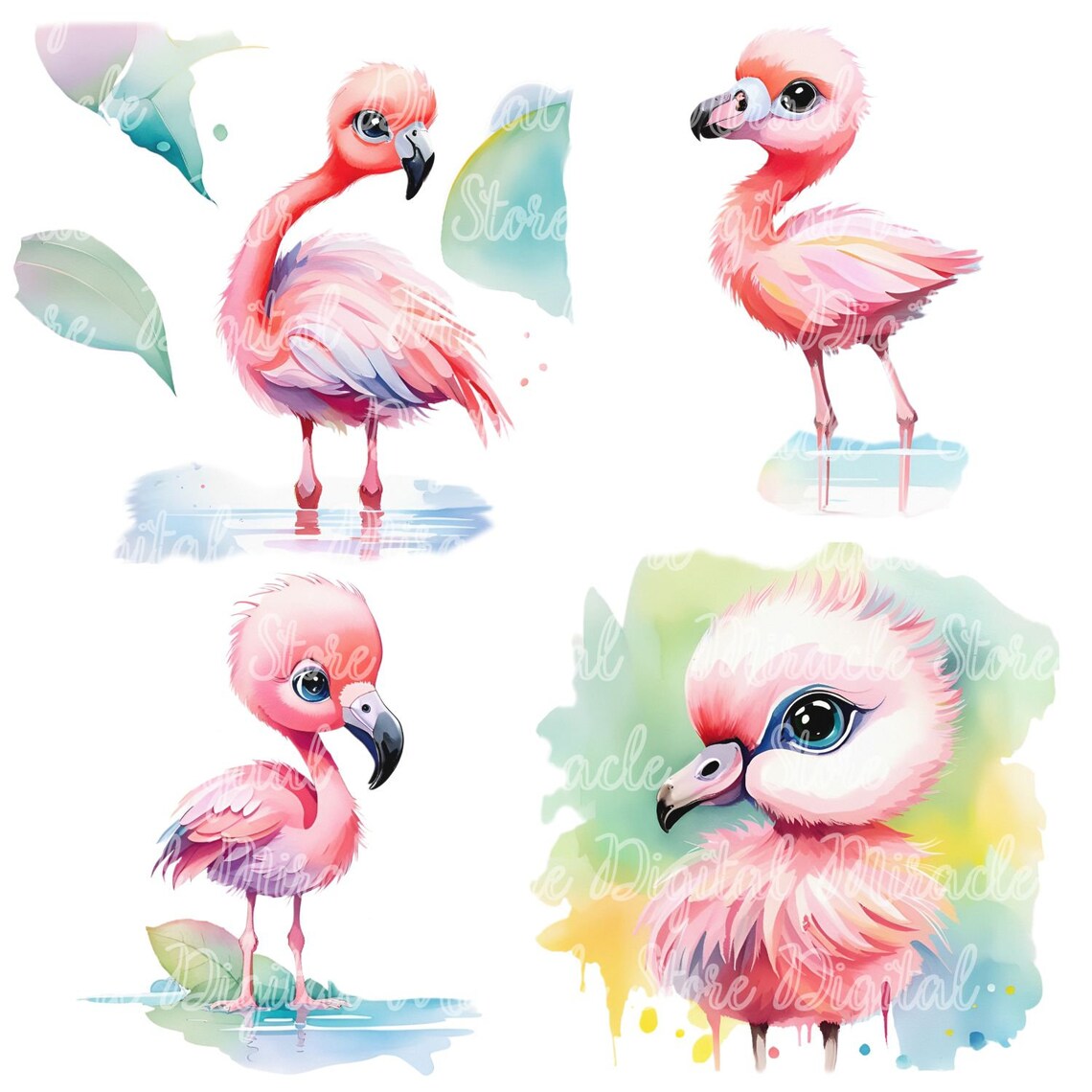 Flamingo Watercolor Clipart, Flamingo PNG, Flamingo Clipart, Cute ...