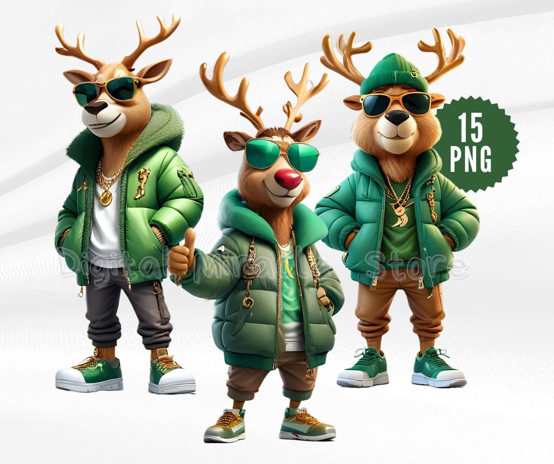 Funny Christmas Reindeer, Hip Hop Reindeer, Cool Reindeer, Cartoon ...