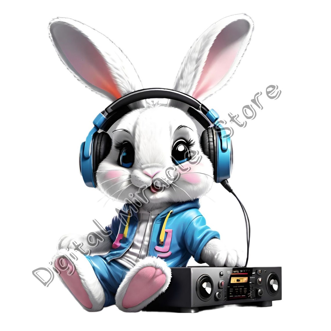 Bunny Music Clipart, Bunny DJ, Bunny With Headphones, Cool Bunny ...