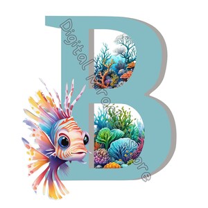 Ocean Alphabet, Ocean Letter Name, Nautical Nursery, Ocean Font ...