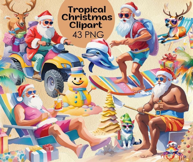 Tropical Christmas PNG, Beach Christmas, Summer Christmas, Tropical ...