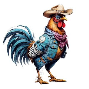 Cowboy Rooster Clipart, Funny Rooster PNG, Cowboy Chicken, Rooster in a ...