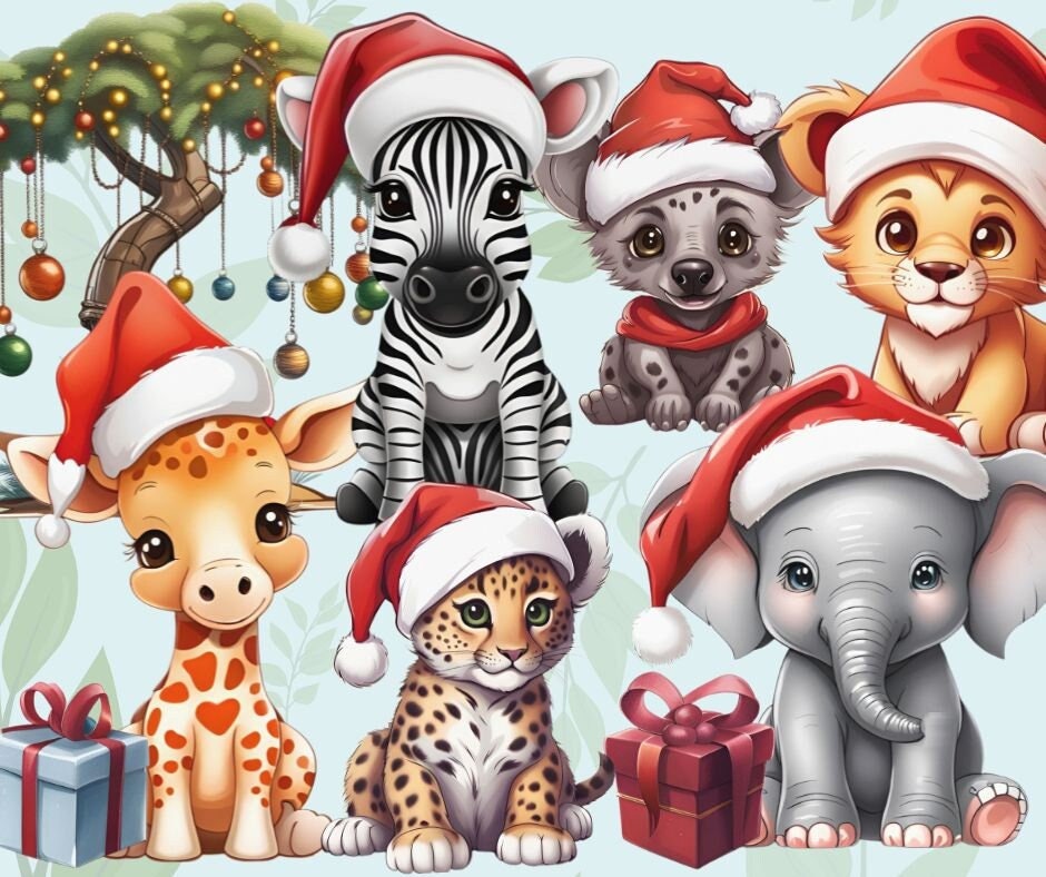 Safari Christmas PNG, Safari Animals Clip Art, Jungle Christmas Clipart ...