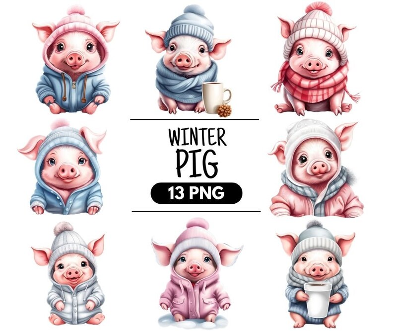 Christmas Pig PNG, Funny Pig Picture, Pig in Sweater, Winter Farm ...