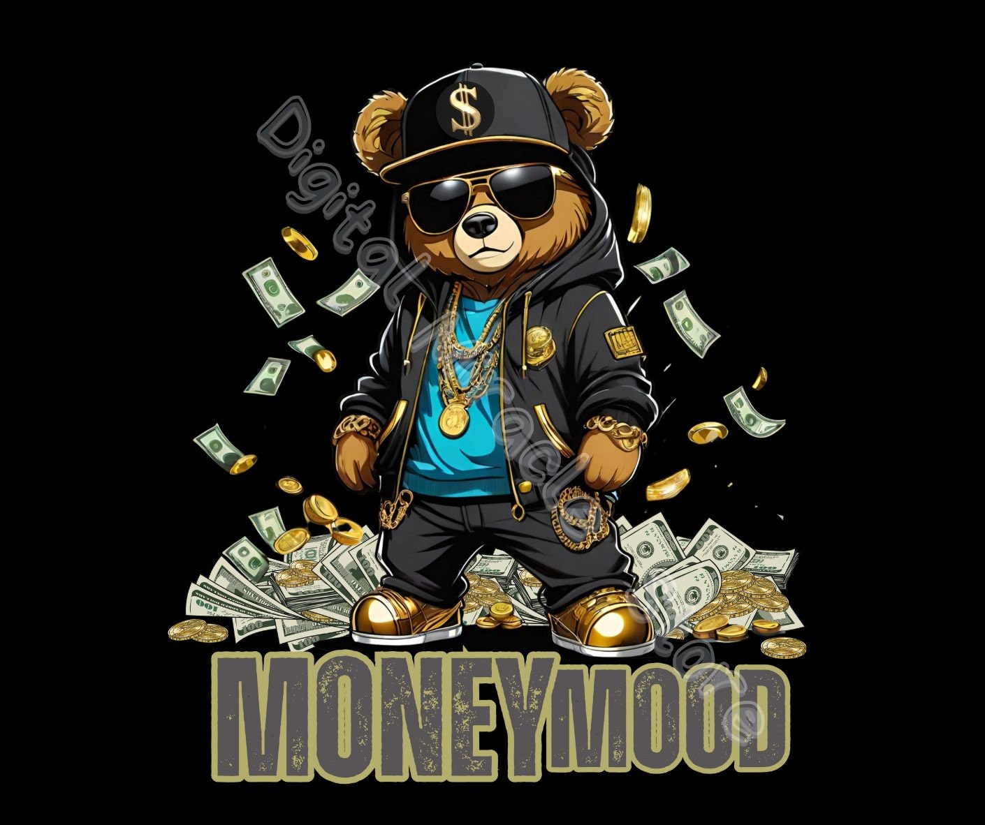 Gangster Teddy Bear PNG, Hip Hop Teddy Bear, Get Money Png, Teddy Bear ...