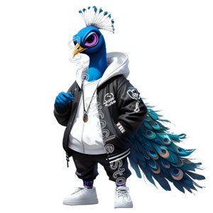 Cool Peacock, Funny Peacock PNG, Hip Hop Peacock Sublimation, Urban ...
