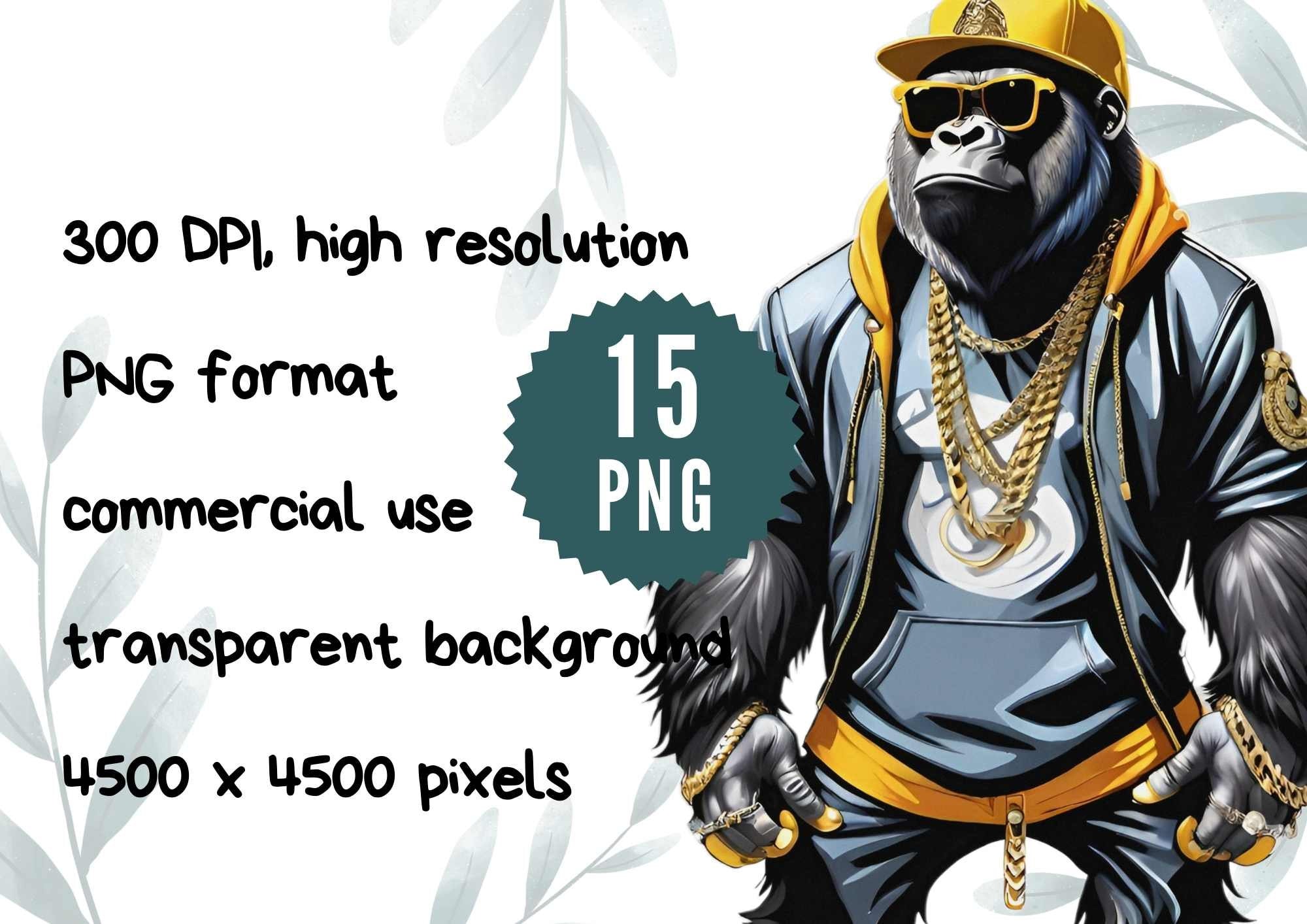 Urban Gorilla, Hip Hop Gorilla, Gorilla Clipart, Gorilla Sublimation ...