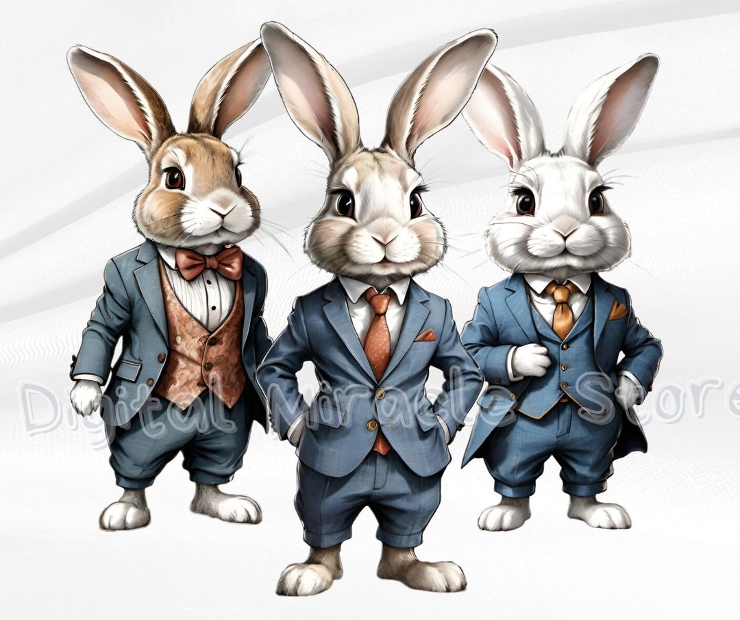 Elegant Bunnies, Bunny in a Suit, Rabbit in Clothes, Fancy Bunny, Bunny ...