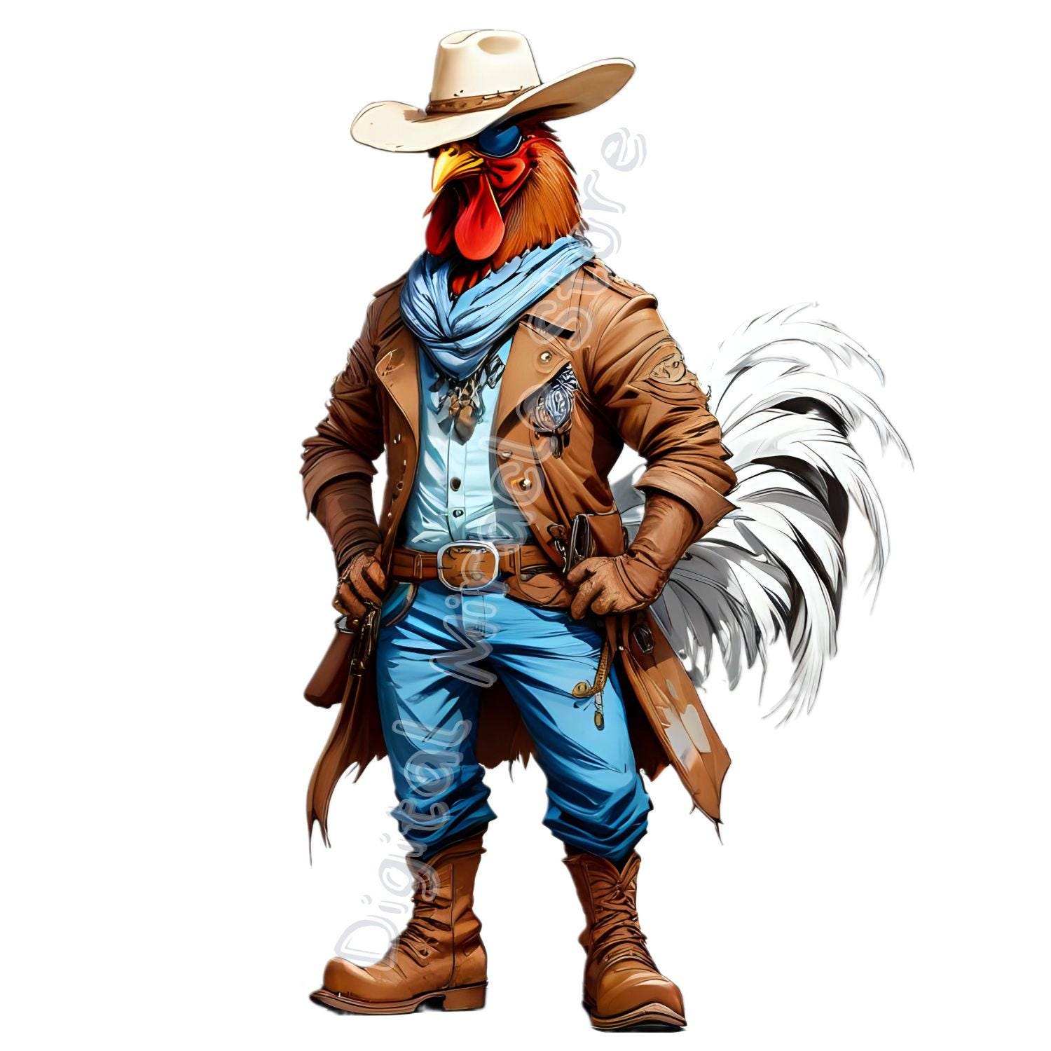 Cowboy Rooster Clipart, Funny Rooster PNG, Cowboy Chicken, Rooster in a ...