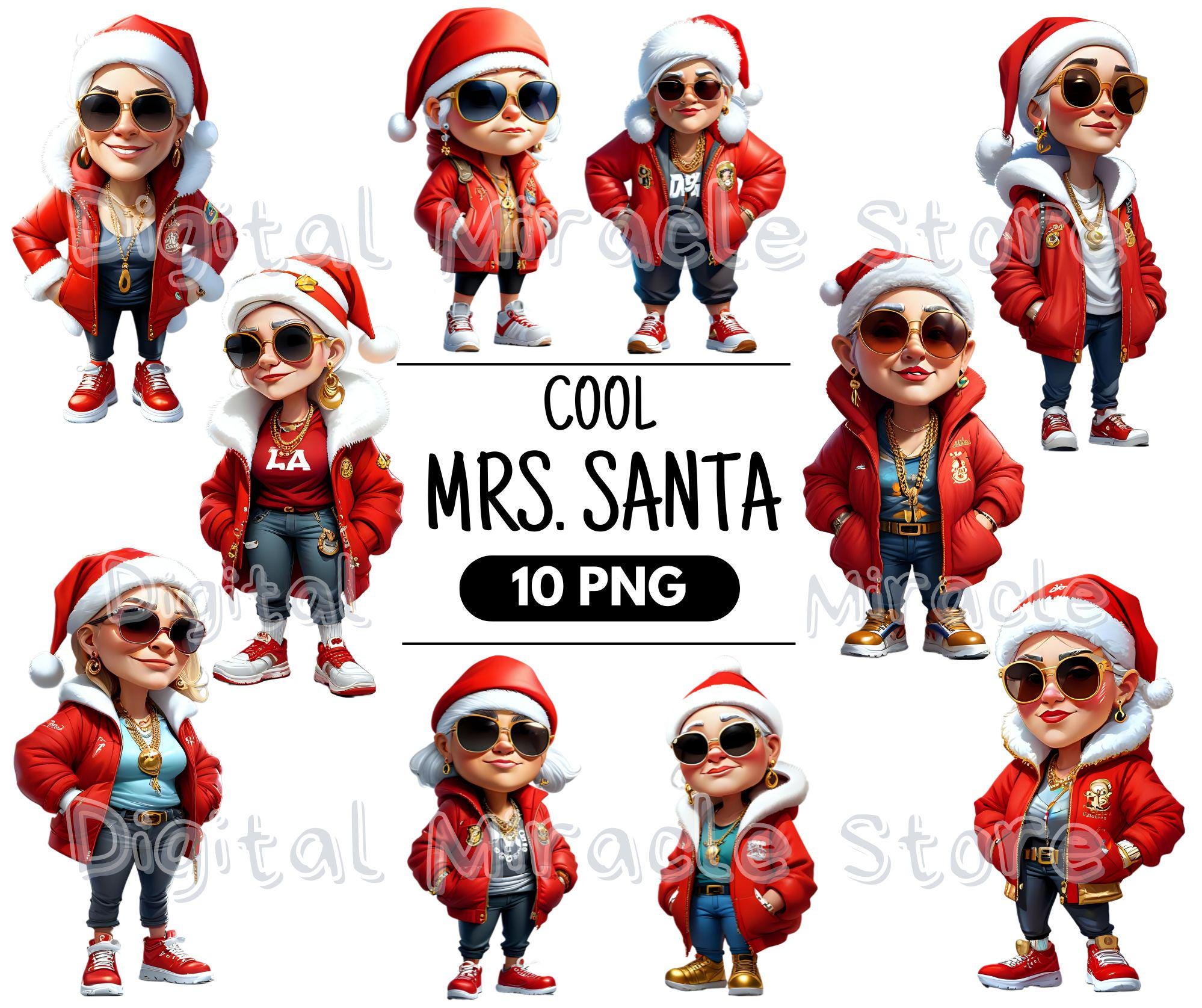 Coolmrs. Claus, Hip Hop Santa Wife, Mrs. Santa With Sunglasses, Funny ...