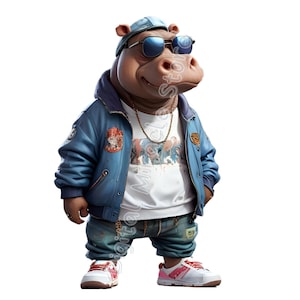 Hip Hop Hippo, Funny Hippo PNG, Cool Hippo With Sunglasses, Cartoon ...