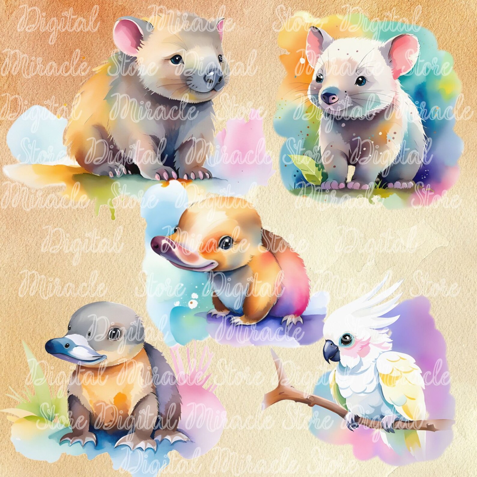 Australian Animals Clipart Baby Clipart Aussi Animal - Etsy